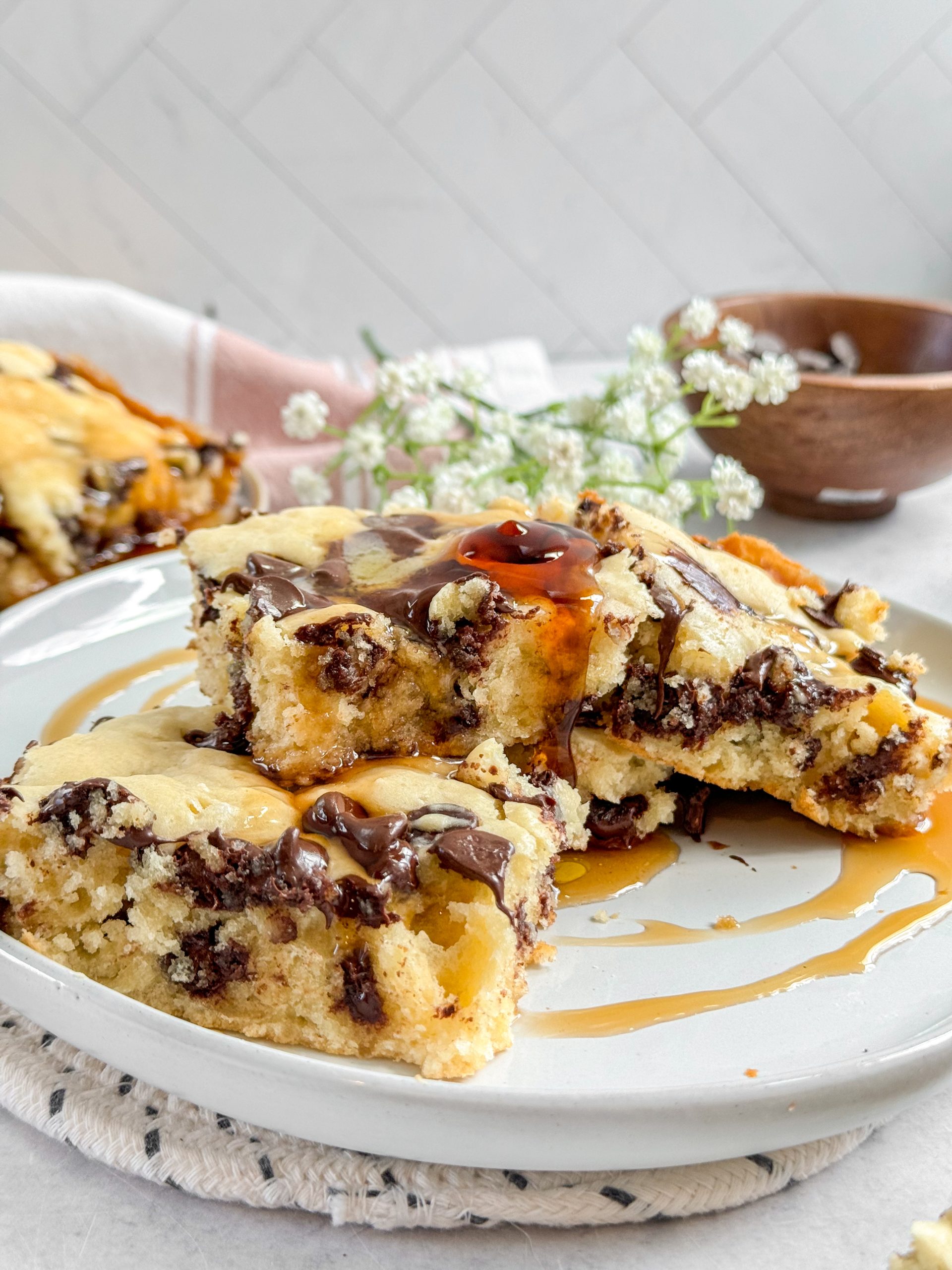 Chocolate Chip Sheet Pan Pancakes - Caitlin's Table