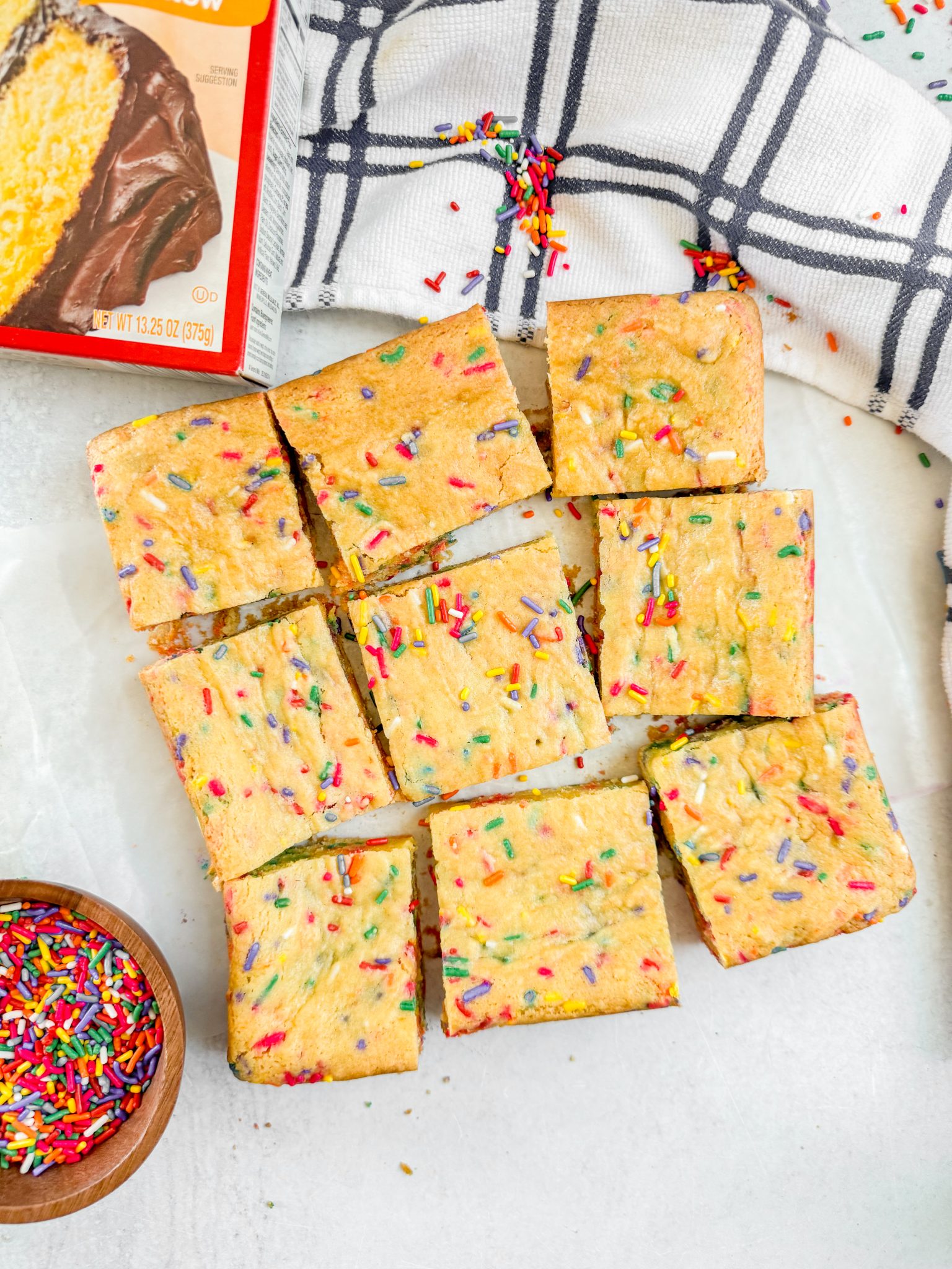 Cake Mix Funfetti cookie bars - Caitlin's Table