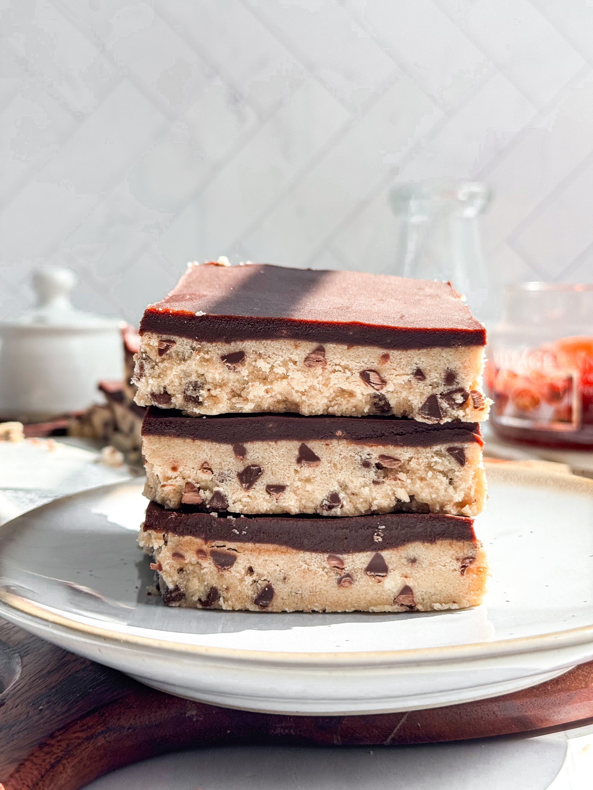 No-Bake Chocolate Chip Cookie Dough Bars - Caitlin's Table