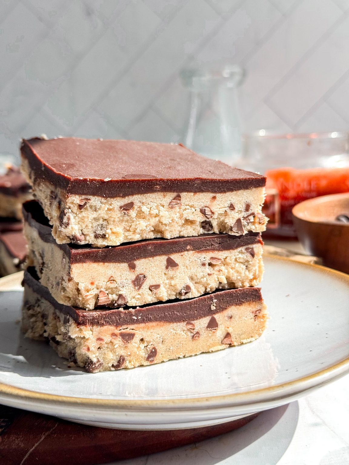 No-Bake Chocolate Chip Cookie Dough Bars - Caitlin's Table